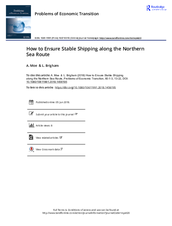 (PDF) How to Ensure Stable Shipping along the Northern Sea Route