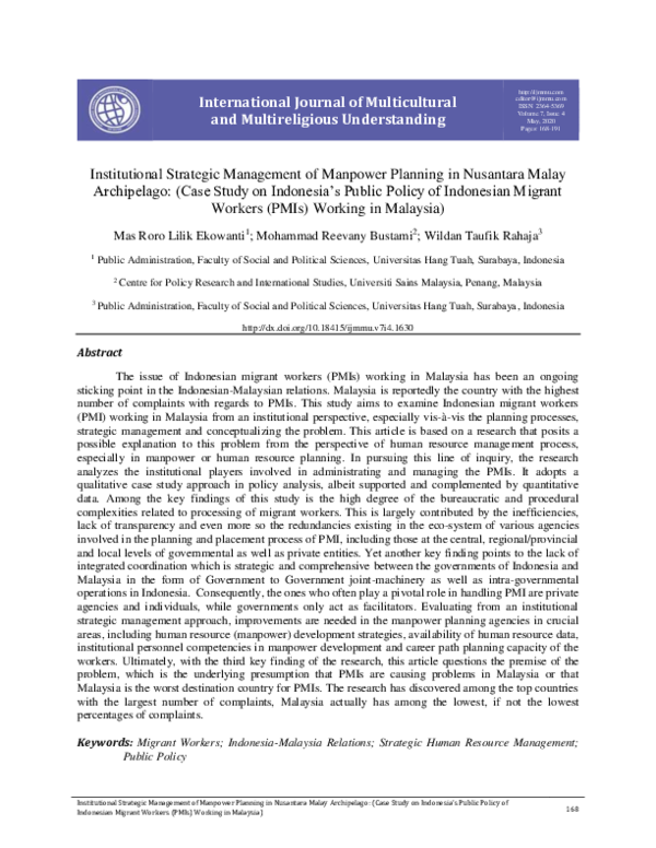 (PDF) Institutional Strategic Management of Manpower Planning in Nusantara Malay Archipelago ...