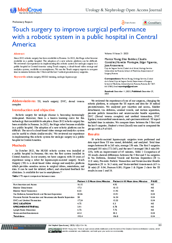 (PDF) Touch surgery to improve surgical performance with a robotic ...