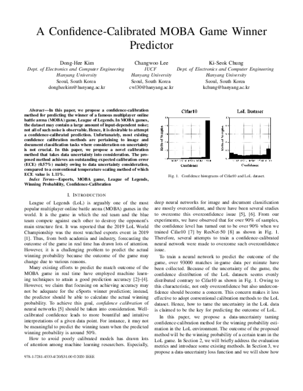 (PDF) A Confidence-Calibrated MOBA Game Winner Predictor