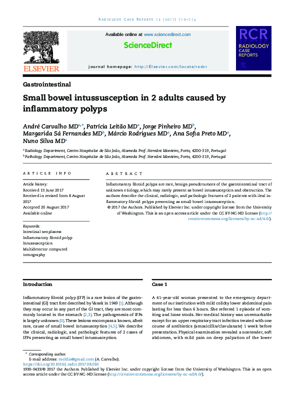 (PDF) Small bowel intussusception in 2 adults caused by inflammatory polyps