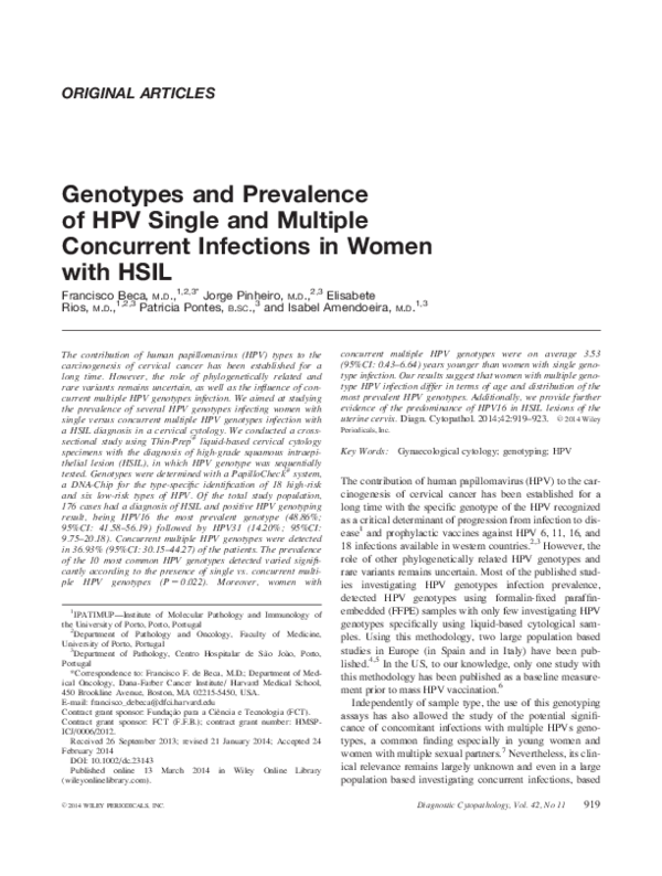 Pdf Genotypes And Prevalence Of Hpv Single And Multiple Concurrent 1649