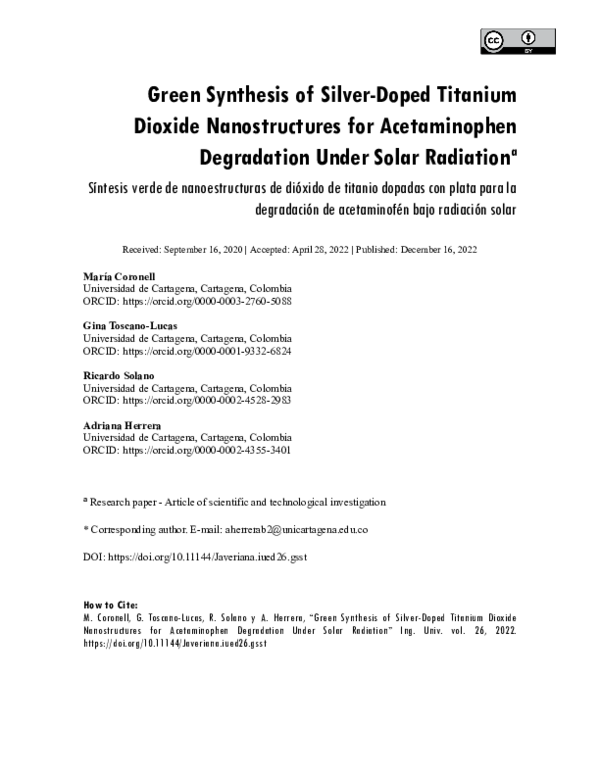 (PDF) Green Synthesis of Silver-Doped Titanium Dioxide Nanostructures ...