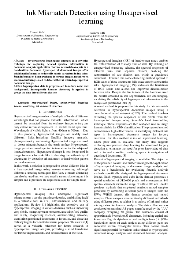 (PDF) Ink Mismatch Detection using Unsupervised learning