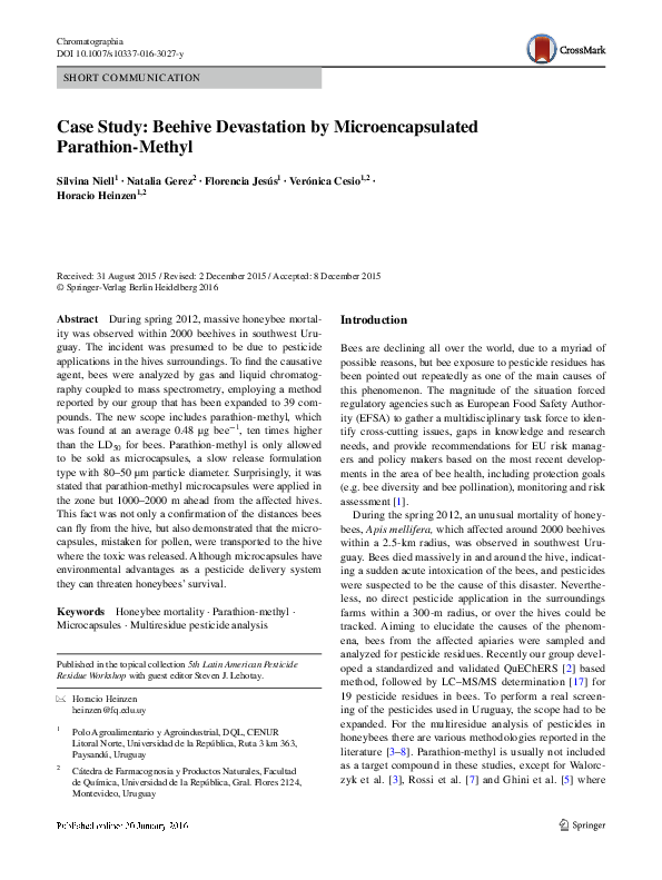 (PDF) Case Study: Beehive Devastation by Microencapsulated Parathion-Methyl