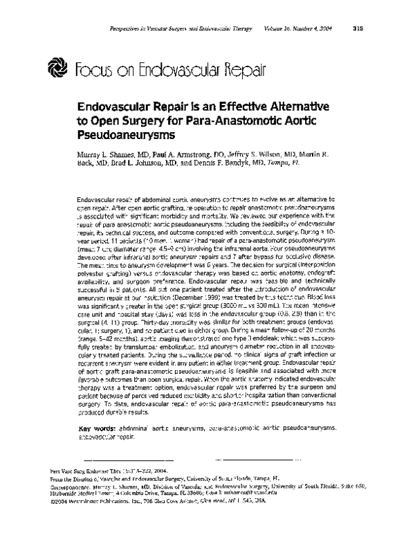 (PDF) Endovascular Repair is an Effective Alternative to Open Surgery ...