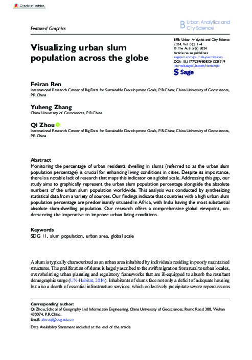 (PDF) Visualizing urban slum population across the globe