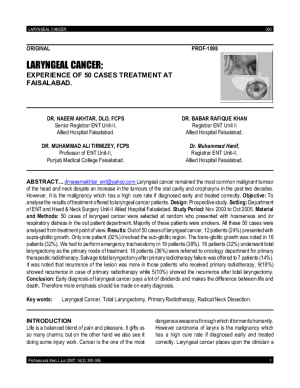 (PDF) Laryngeal Cancer