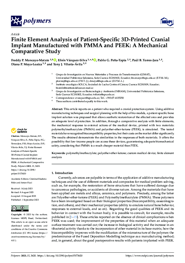 (PDF) Finite Element Analysis of Patient-Specific 3D-Printed Cranial Implant Manufactured with ...