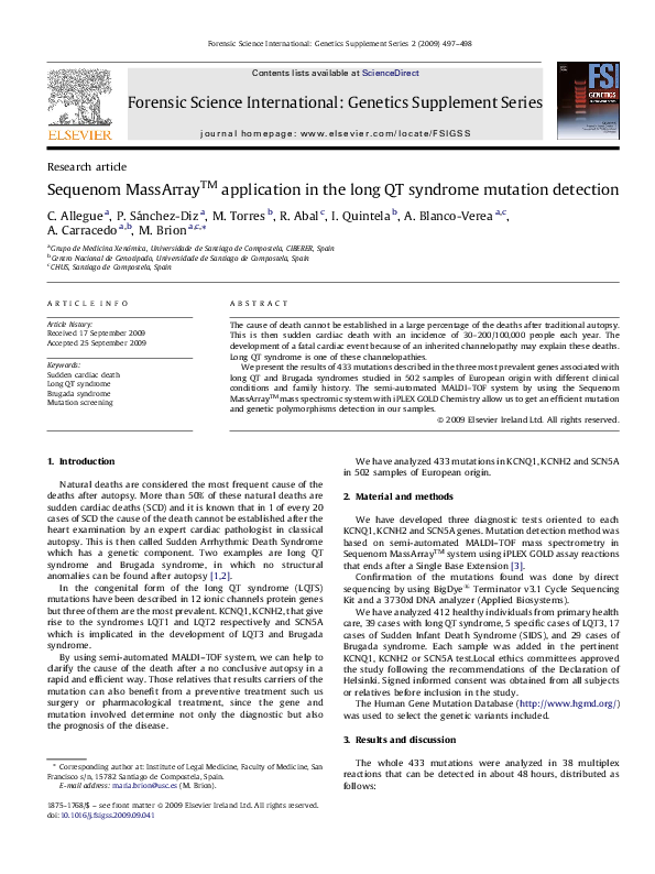 (PDF) Sequenom MassArray™ application in the long QT syndrome mutation ...