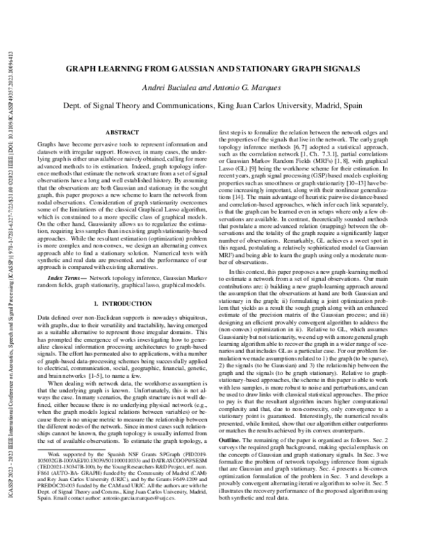 (PDF) Graph Learning from Gaussian and Stationary Graph Signals