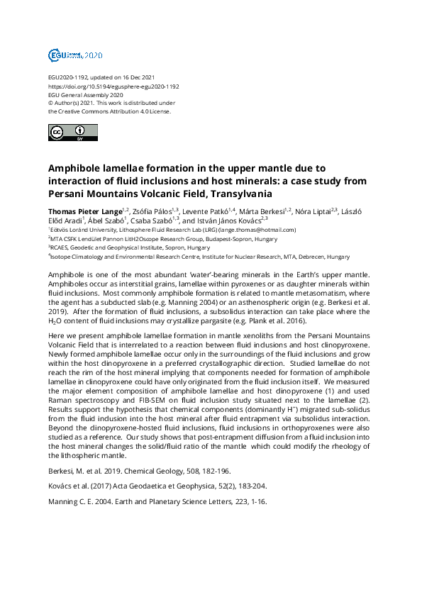 (PDF) Amphibole lamellae formation in the upper mantle due to ...