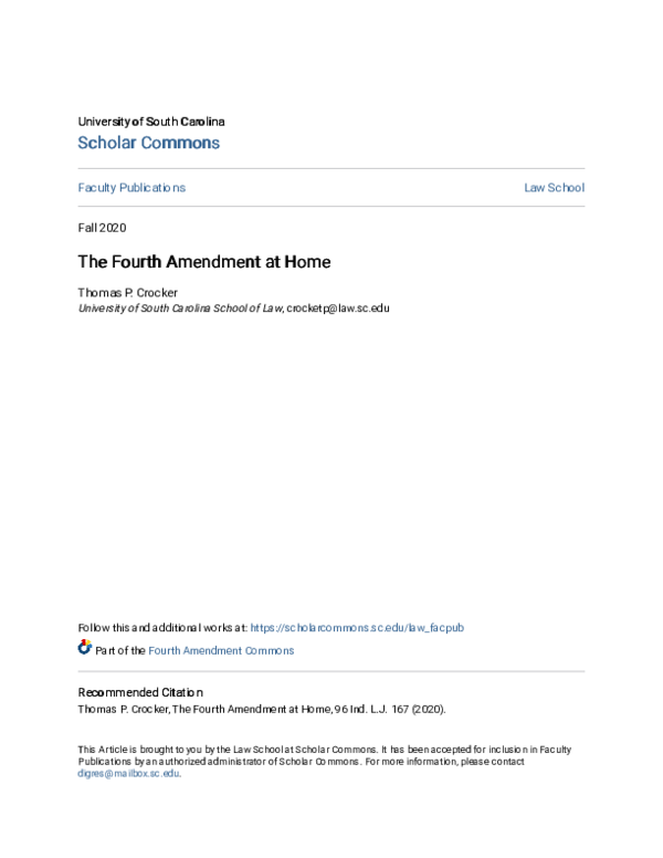 (PDF) The Fourth Amendment at Home