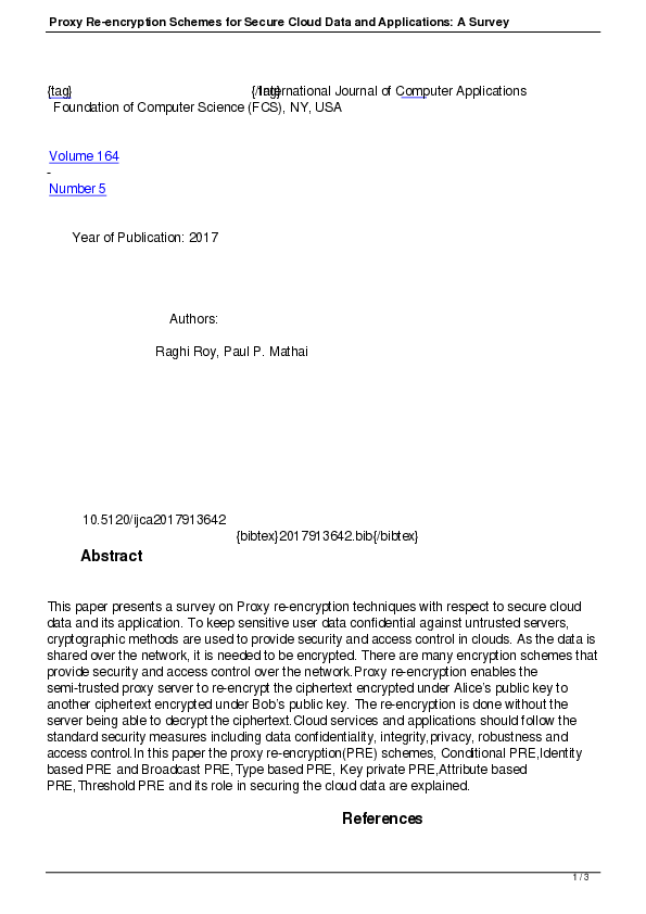Pdf Proxy Re Encryption Schemes For Secure Cloud Data And Applications A Survey 5832
