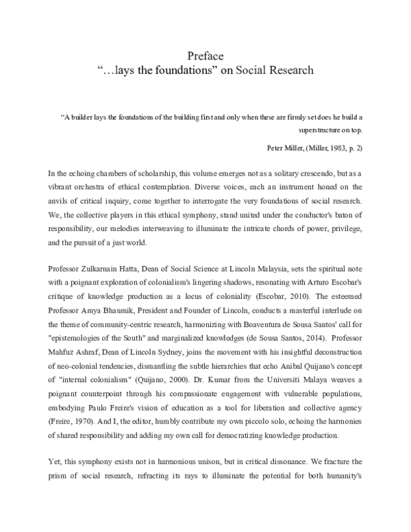(DOC) PREFACE FOR Reviving and Re-Writing Ethics in Social Research For ...
