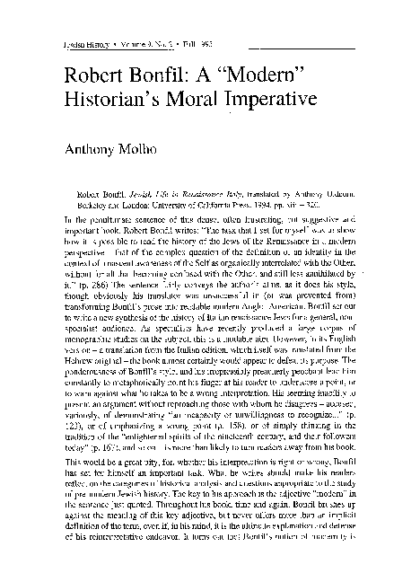 (PDF) Robert Bonfil: A “modern” historian's moral imperative