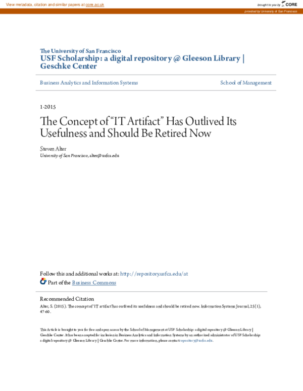 (PDF) The concept of ‘IT artifact’ has outlived its usefulness and ...