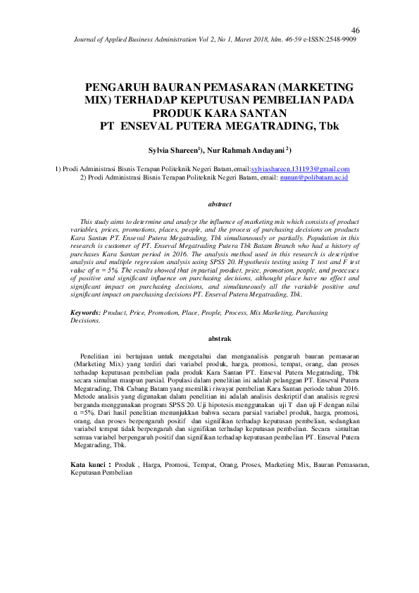 (PDF) PENGARUH BAURAN PEMASARAN (MARKETING MIX) TERHADAP KEPUTUSAN ...