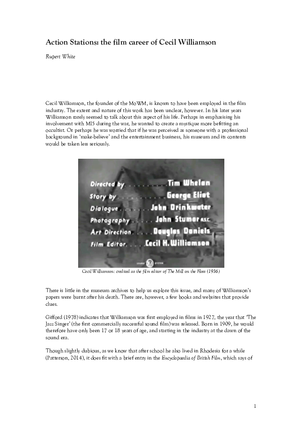 (PDF) Action Stations: the film career of Cecil Williamson