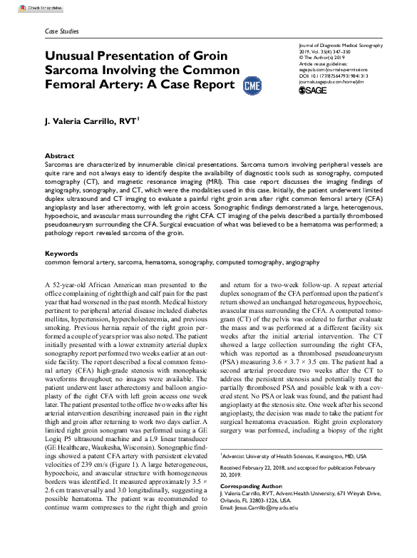 (PDF) Unusual Presentation of Groin Sarcoma Involving the Common ...
