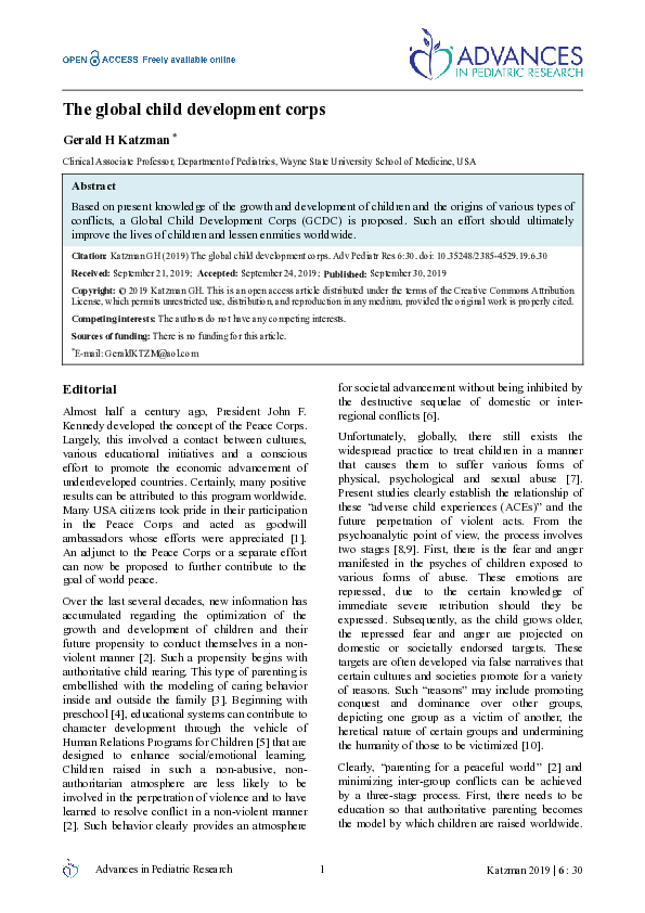 (PDF) The Global Child Development Corps