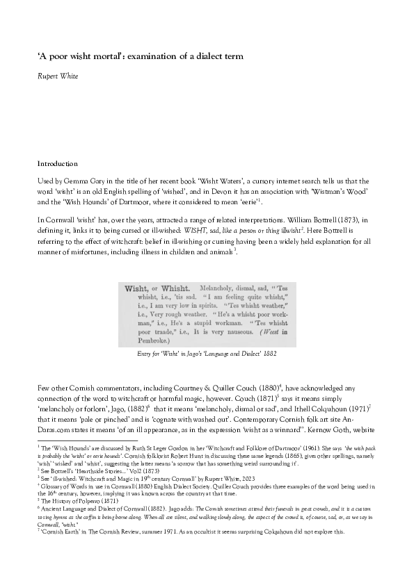(PDF) 'A poor wisht mortal': examination of a dialect term