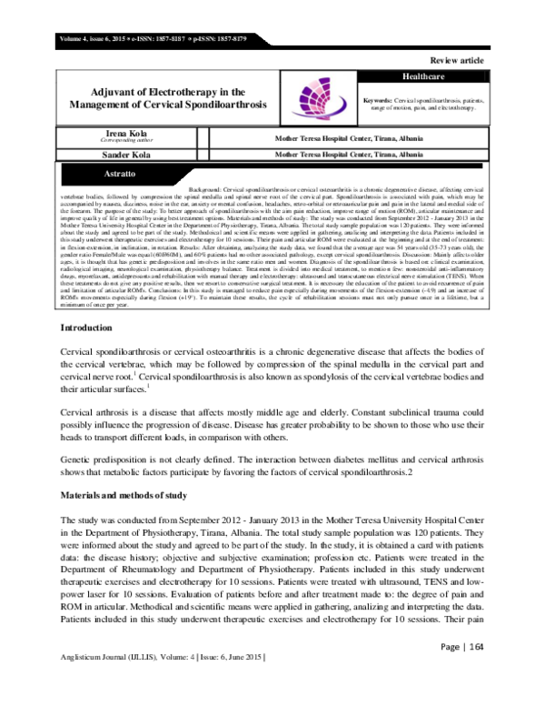 (PDF) Adjuvant of Electrotherapy in the Management of Cervical ...