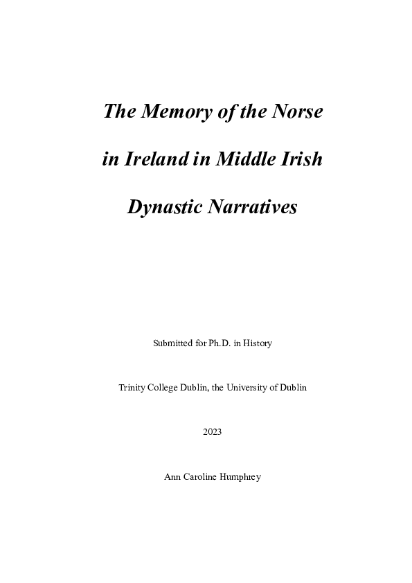 (PDF) The Memory of the Norse in Middle Irish Dynastic Narratives