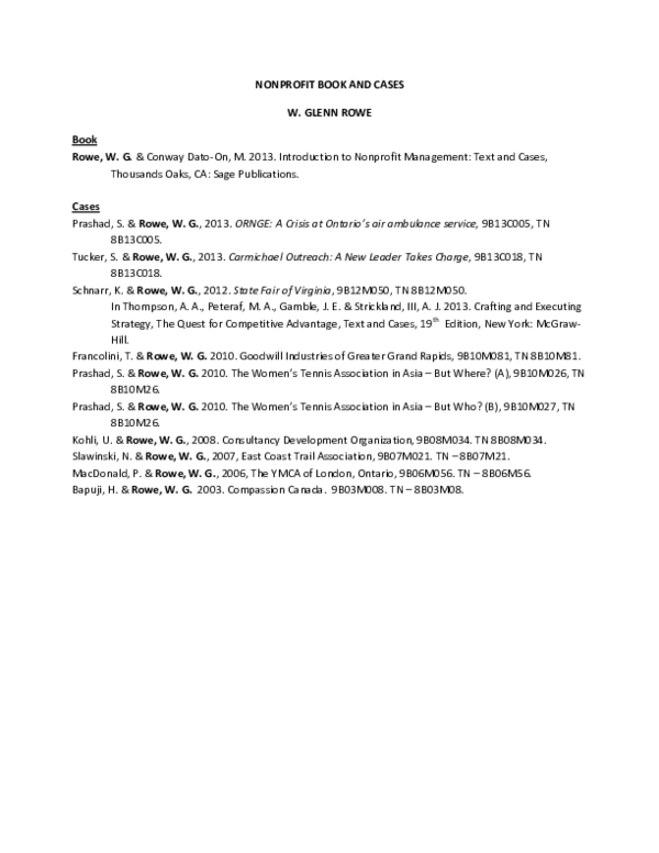 (PDF) Nonprofit Book and Cases | W Glenn Rowe - Academia.edu
