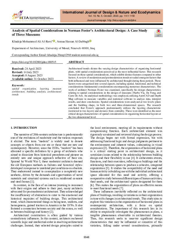 (PDF) Analysis of Spatial Considerations in Norman Foster's ...