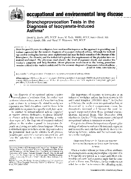 (PDF) Bronchoprovocation Tests in the Diagnosis of Isocyanate-Induced ...