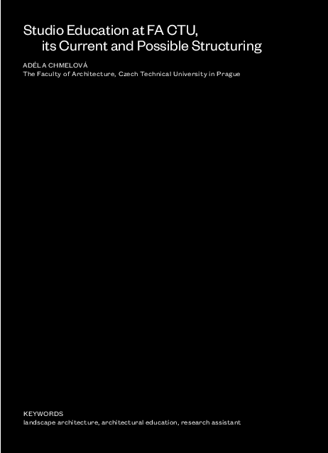 (PDF) Studio Education at FA CTU, its Current and Possible Structuring