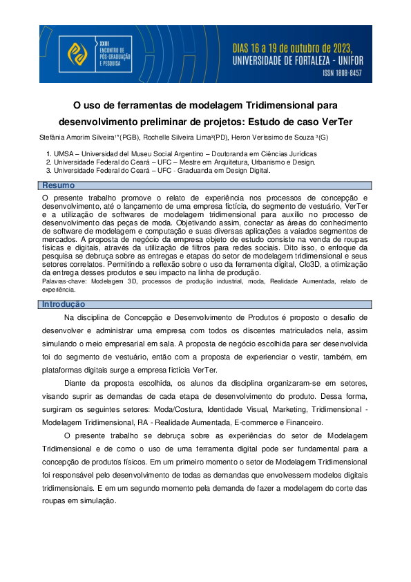 (PDF) O uso de ferramentas de modelagem Tridimensional para desenvolvimento preliminar de ...