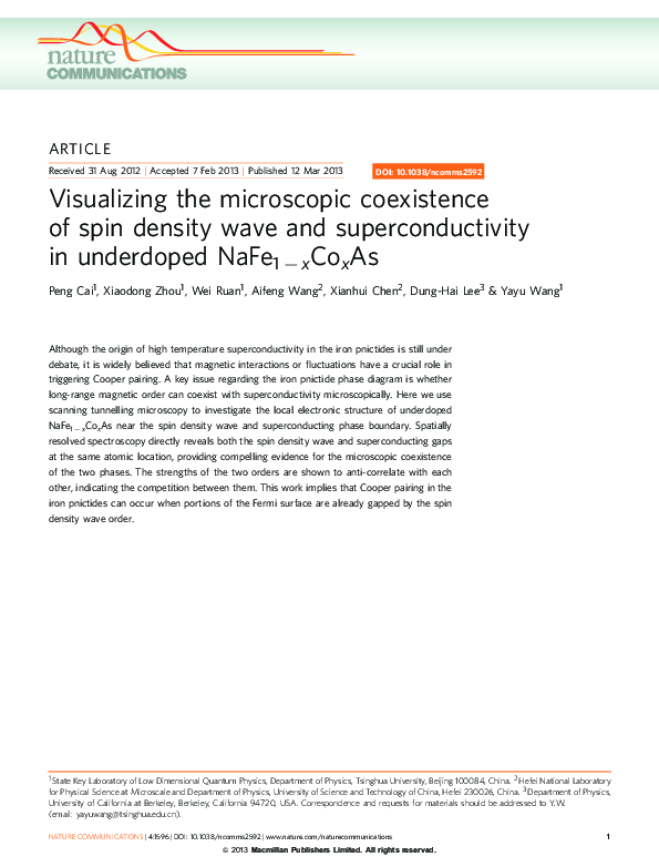 (PDF) Visualizing the microscopic coexistence of spin density wave and superconductivity in ...