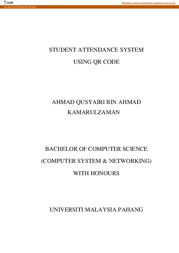 (PDF) Student attendance system using QR code