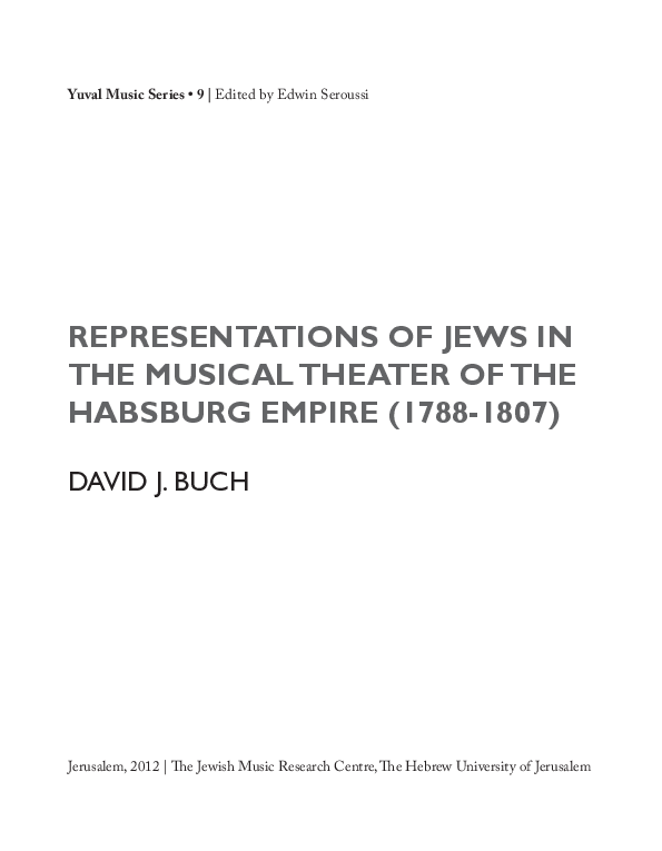(PDF) Representations of Jews in the Musical Theater of the Habsburg ...