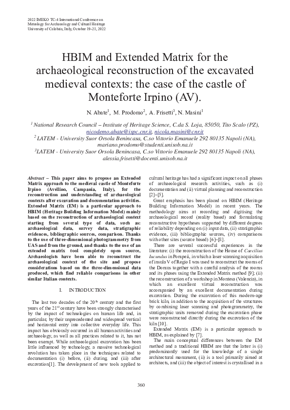 (PDF) HBIM and Extended Matrix for the archaeological reconstruction of ...