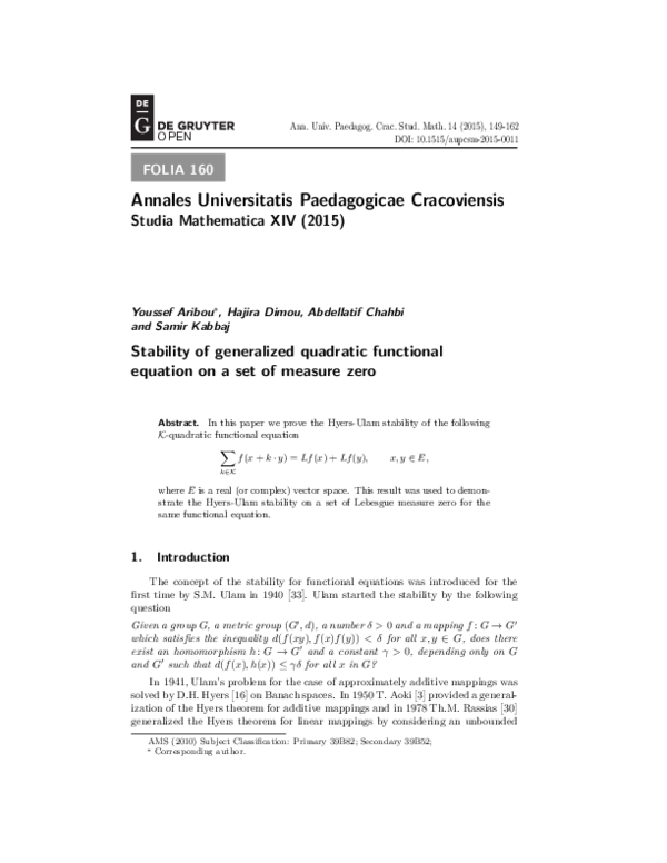 (PDF) Annales Universitatis Paedagogicae Cracoviensis Studia Mathematica XIV ( 2015 )