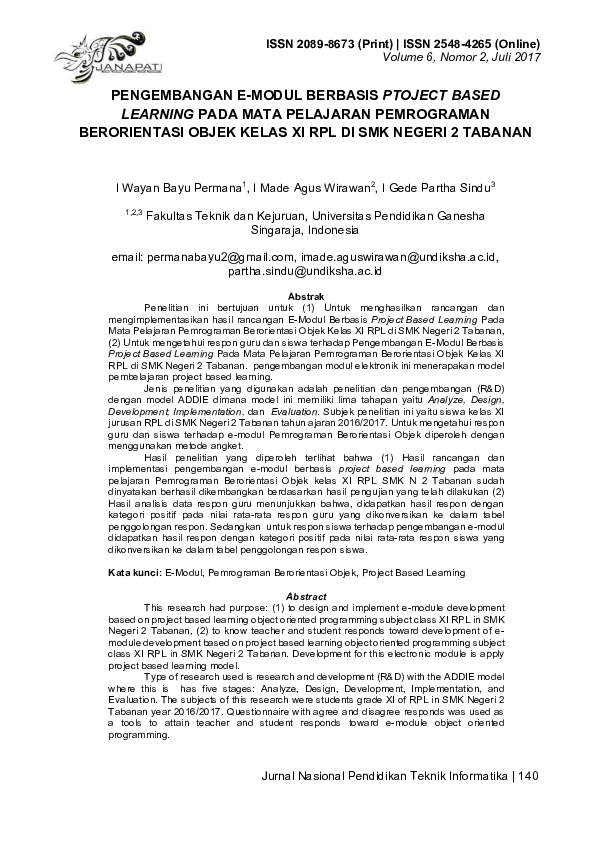 (PDF) Pengembangan E-Modul Berbasis Project Based Learning Pada Mata ...