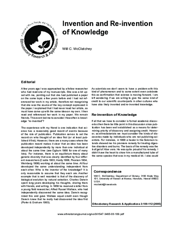 (PDF) Invention and Re-invention of Knowledge