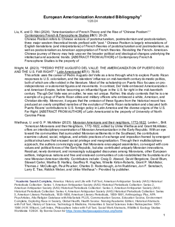 (PDF) European Americanization Annotated Bibliography 1