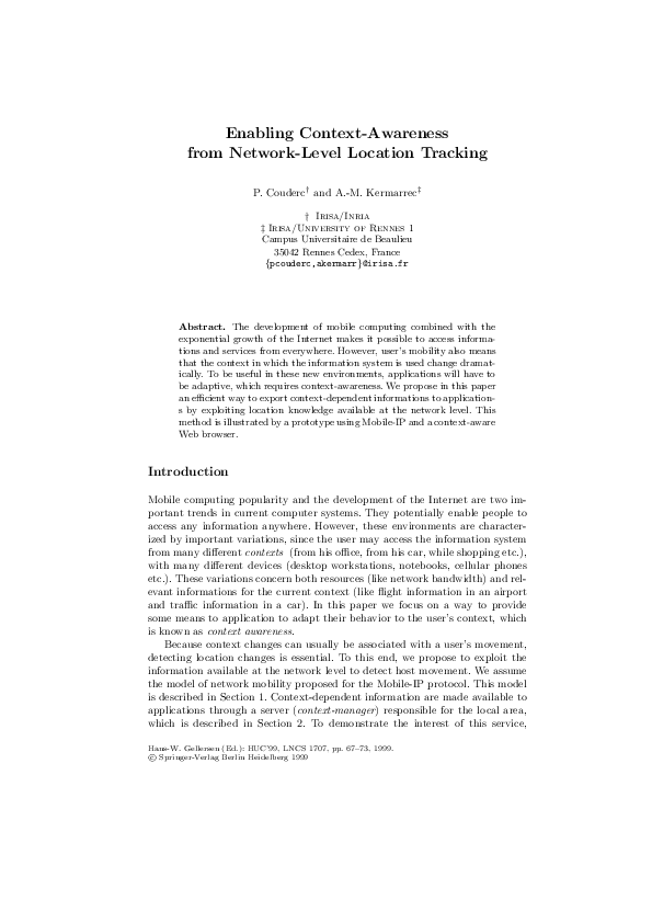 (PDF) Enabling Context-Awareness from Network-Level Location Tracking
