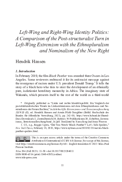 (PDF) Left-Wing and Right-Wing Identity Politics: A Comparison of the ...
