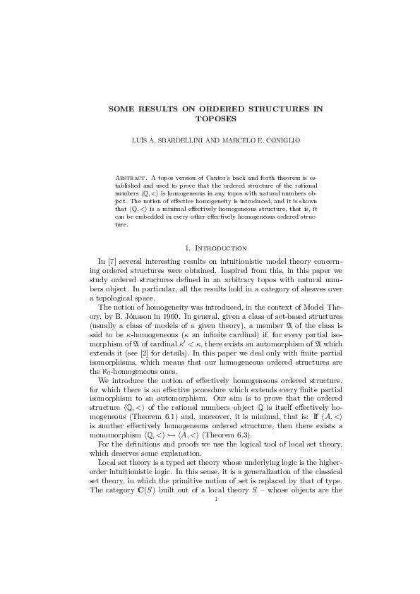 (PDF) Some Results on Ordered Structures in