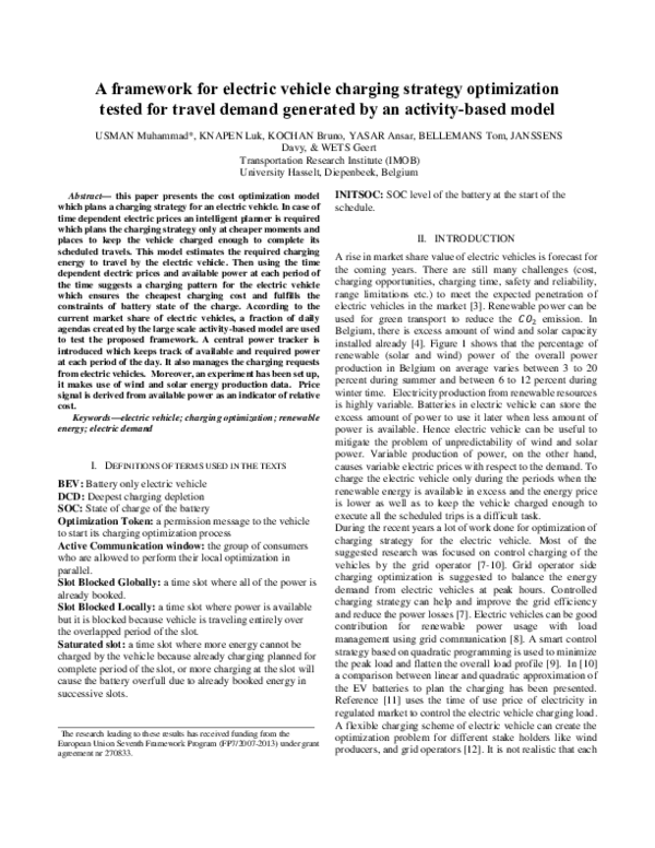 (PDF) A framework for electric vehicle charging strategy optimization ...