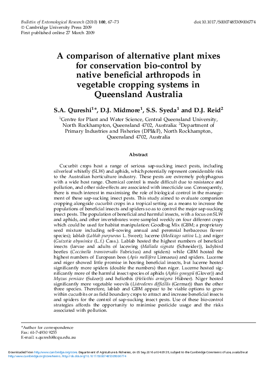 (PDF) A comparison of alternative plant mixes for conservation bio ...