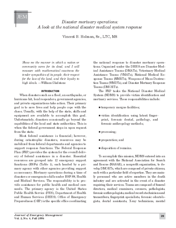 (PDF) Disaster mortuary operations: A look at the national disaster ...