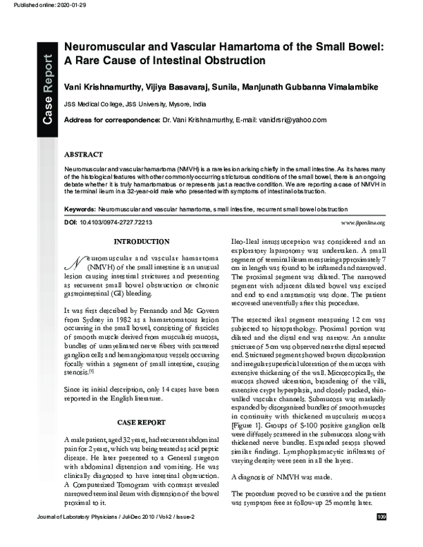 (PDF) Neuromuscular and Vascular Hamartoma of the Small Bowel: A Rare ...