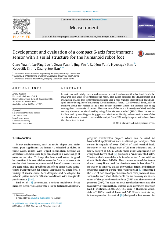 (PDF) Development and evaluation of a compact 6-axis force/moment ...