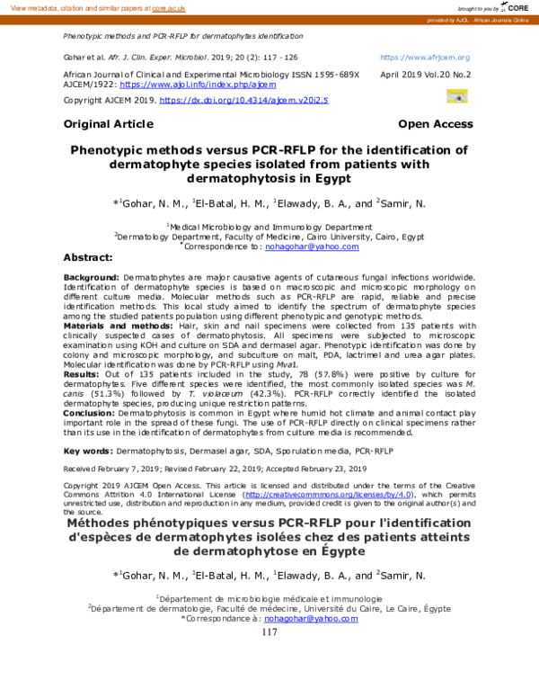 (PDF) Phenotypic methods versus PCR-RFLP for the identification of ...